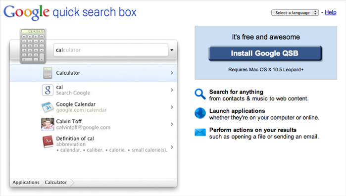איך לשדרג בענק את השימוש במק בעזרת תוכנת Google Quick Search Box